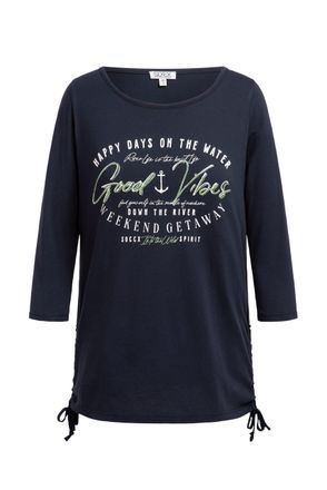 soccx Damen Rundhalsshirt mit 3/4-&Auml;rmeln und Seitenraffung Blue Navy, XXXL