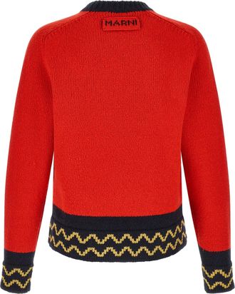 Marni Color-Block Wool Sweater - Red