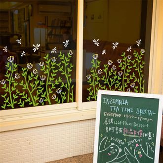 Railonch 2er Set Fenster-Aufkleber, Libelle Gras und Blume Fenstersticker, Wandtattoo Fensteraufkleber Wohnzimmer Schlafzimmer Badezimmer Balkon Fenster-Deko