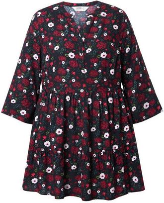 Angel Of Style Longbluse Bluse A-Linie Bl&uuml;ten 3/4-&Auml;rmel Volants