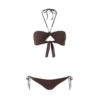 Melissa Odabash Canary Geripptes Neckholder-Bikini - - Swimwear - Damen - Braun - XS