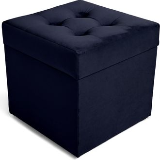 MG Design Polsterhocker 45 x 45 cm Marineblau mit gro&szlig;em Stauraum (ca. 50 L), bis 300 kg belastbar, weich mit dezentem Schimmer, pflegeleicht - Wohnbereich, Sch