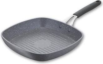 Lagostina Tempra Mineral Antihaft-Grillplatte aus Stahl und Aluminium mit Mineralbeschichtung + Ø 26 x 26 cm, Griff aus Silikon, Steinoptik, geeignet für alle W