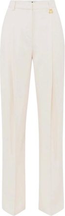 Elisabetta Franchi Femme, Pantalons, Blanc, Taille: 40 FR Pantalon Cr&ecirc;pe avec Surpiq&ucirc;res Contrast&eacute;es
