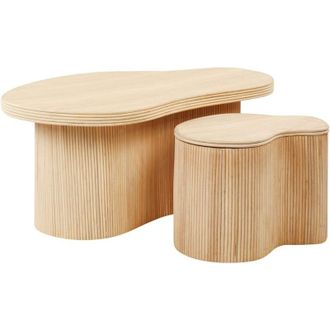 Beliani Couchtisch 2er Set SALANTI Rattan Naturfarben