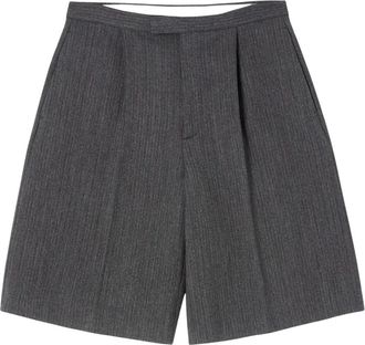 Maison Margiela Femme, Shorts, Gris, Taille: 32 FR Shorts ajust&eacute;s en laine m&eacute;lang&eacute;e &agrave; rayures