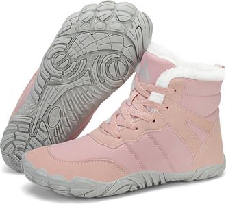 Mishansha Barfu&szlig;schuhe Herren Winterschuhe Damen Warm Gef&uuml;ttert Winterstiefel f&uuml;r Rutschfeste Fitnessschuhe Winter Outdoor Unisex Rosa 38 EU