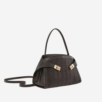 Ferragamo Womens Shoulder Bag Hug Soft Leather Dark Brown