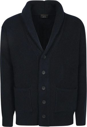 Dell'Oglio Homme, Pulls, Bleu, Taille: 2XL Cardigan en laine avec col en V