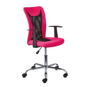 Inter Link SAS Kinderdrehstuhl - Bürostuhl drehbar - Ergonomischer Bürostuhl - Office Stuhl - Höhenverstellbar - Atmungsaktiv - Pink und schwarz - Donny
