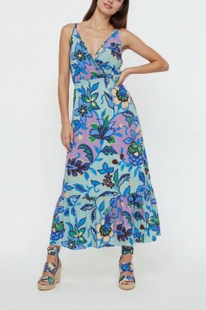 Gerard Darel Robe mi-longue boutonn&eacute;e en imprim&eacute; floral - Nuage