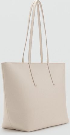 Mango Sac cabas anse double blanc cassé - Femme - Taille unique - MANGO