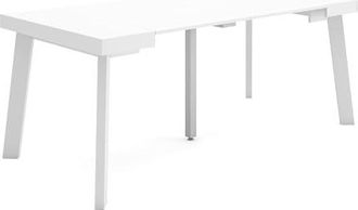 Skraut Home | Ausziehbarertisch | Multifunktionaler ausziehbarer | 180 | Für 8 Gäste | Hölzerne Beine | Moderner Stil | Weiß
