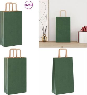 vidaXL vidaXL Papiertragetaschen 250 Stk. mit Henkeln Gr&uuml;n 21x11x36 cm