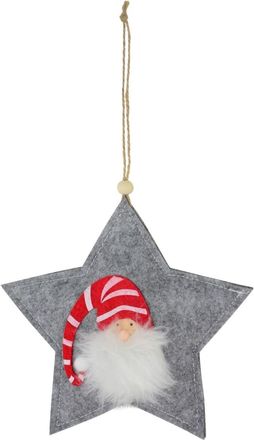 Riffelmacher & Weinberger Riffelmacher Stern zum Hängen | Grau mit Wichtel aus Stoff | Weihnachtsanhänger 20×2 cm | 12240