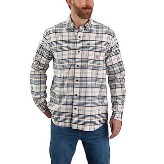 Carhartt Work in Progress Herren Workwear Relaxed Fit Midweight Flannel L/S Plaid Shirt, Malt, S