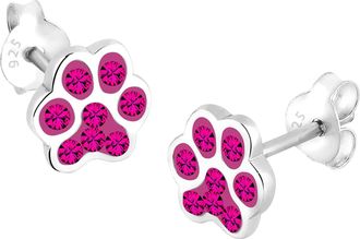 Elli Ohrringe Damen Pfoten Stecker Hund Katze mit Kristalle in 925 Sterling Silber