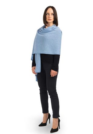 DALLE PIANE CASHMERE Stola aus 100% Kaschmir - Made in Italy - f&uuml;r Frau, Farbe: Himmel, Einheitsgr&ouml;&szlig;e
