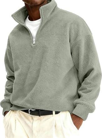 Generic Sweat-shirt l&eacute;ger automne-hiver pour homme tendance automne/hiver d&eacute;contract&eacute; &agrave; manches longues demi-fermeture &eacute;clair en polaire pour homme demi-ferme