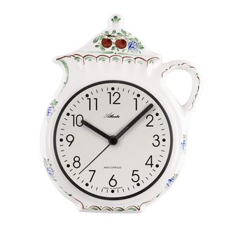 Atlanta Mocassin K&uuml;chenuhr Landhaus Keramik Wei&szlig; Kanne mit Trauben - 6024