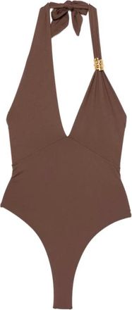 Elisabetta Franchi Femme, Maillots de bain, Brun, Taille: 38 FR Ba&ntilde;ador Cacao Detalle Dorado