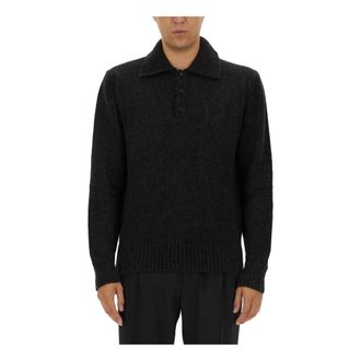 Dolce & Gabbana Polo Manica Lunga IN Maglia - - Knitwear - Herren - Schwarzk - L