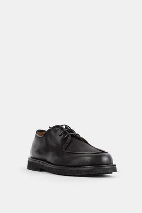 Mars&egrave;ll Mens Moccar Black Leather Derbies Flat Shoes