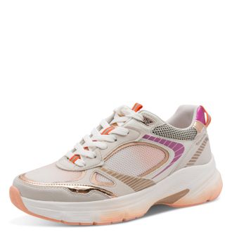 Tamaris Plateausneaker TAMARIS, Damen, Gr. 37, orange, kombiniert, Lederimitat, Textil, kontrastfarbene Details, Schuhe Plateausneaker, Freizeitschuh, Halbsch