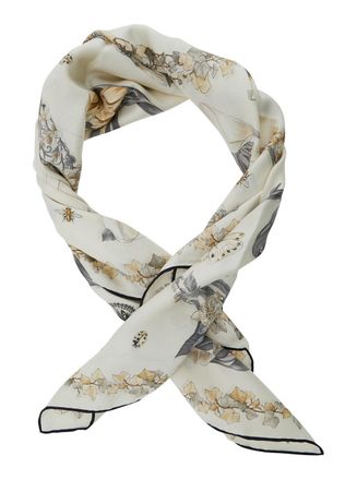 Ferragamo Womens Silk Scarf Beige Floral Print Scarfs
