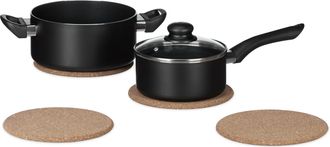 Relaxdays Korkuntersetzer 4er Set, Unterlage für Töpfe & Pfannen, Tischuntersetzer rund, hitzebeständig, 19 cm Ø, Natur