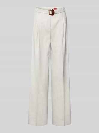 HUGO BOSS Weite Hose aus Leinen-Mix mit G&uuml;rtelschnalle