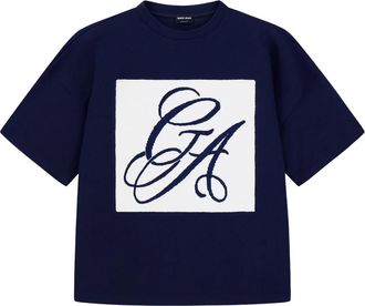Giorgio Armani Homme, Tops, Bleu, Taille: S T-shirt en jersey avec logo GA surdimensionn&eacute;