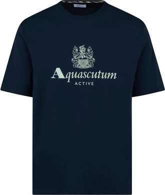 Aquascutum Homme, Tops, Bleu, Taille: M Active Big Logo Tee