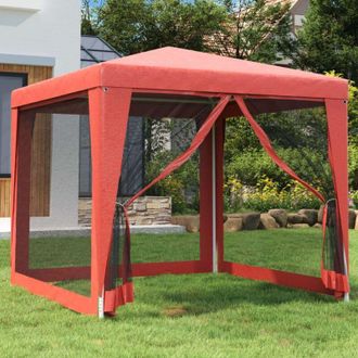 vidaXL Vidaxl - Tente de fête avec 4 parois latérales en maille Rouge 2.5x2.5 m
