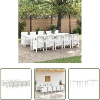 vidaXL Terrassensitz - Garten Essgruppe 11 pcs Wei&szlig; Rattan und Stahl