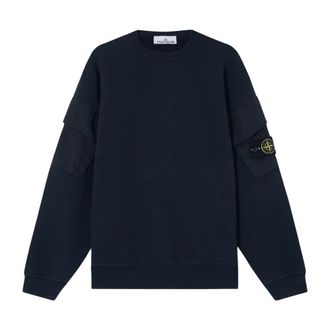 Stone Island Brushed Cotton Fleece Sweatshirt - - Sweatshirts & Hoodies - Herren - Blau - M