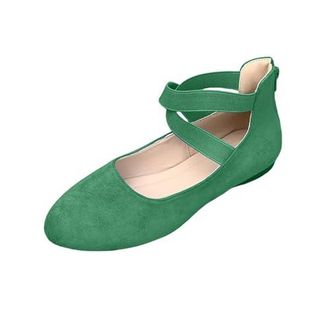 Generic Ballerines et escarpins avec sangles pour femme - Mocassins en daim avec sangle de cheville pour femme - Mocassins plats en cuir souple - Sandales &eacute;la