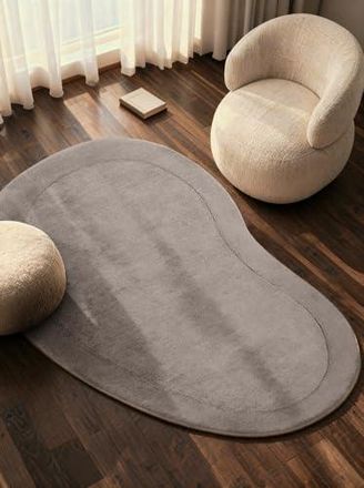 Villeroy & Boch Wollteppich Kari Organisch Shape - Weicher Natur Wohnzimmerteppich mit Bord&uuml;re, Handgemacht & Nat&uuml;rlich, Modern f&uuml;r Wohnzimmer, Schlafzimmer, Esszimme