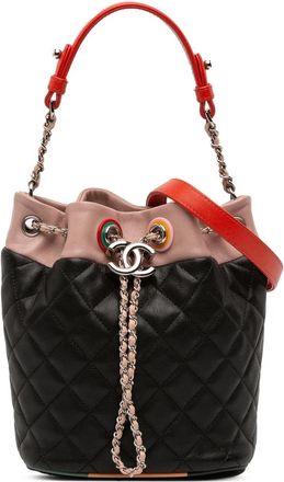 Chanel Hobo Bags - CC Quilted Lambskin Cuba Drawstring Bucket Bag - Gr. unisize - in Blau - f&uuml;r Damen