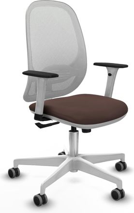 Piqueras y Crespo B&uuml;rostuhl mit Lendenwirbelst&uuml;tze mit 1D-Armlehnen. Ausgestattet mit 3 Positionen und Schneidschaum. Mit Rollen von 65 mm Parkett. Wei&szlig;/Dunkelbraun