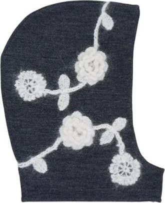 Ganni Femme, Accessoires, Gris, Taille: ONE Size Flower Balaclava