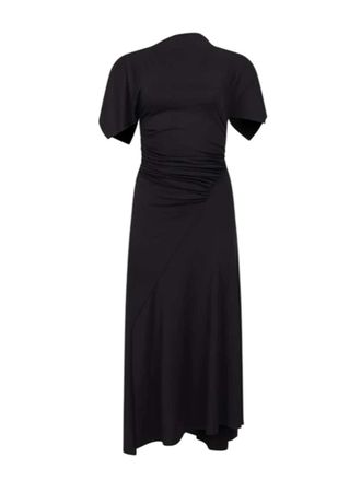 Victoria Beckham Black Draped Midi Dress