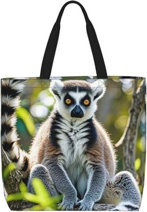 Generic L&eacute;murien &Agrave; Queue Annel&eacute;e Sac Fourre-Tout Grand Sacs De Courses Pliable Sac A Main Femmes Pour Universit&eacute; Plage Gym