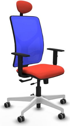 Piqueras y Crespo Stuhl Home Office mit 1D-Armen, h&ouml;henverstellbarer Lendenwirbelst&uuml;tze und festem Kopfteil, ausgestattet mit Syncro/Traslack und Schneideschaum, Blau/D