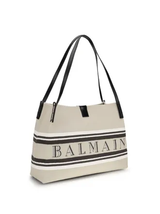 Balmain Womens Release Shoulder Bag Naturel-Noir- Blanc Optique Cotton; Polyester Naturel/noir