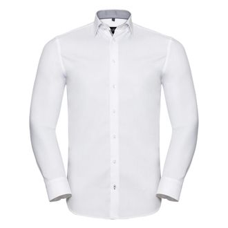 Russell Athletic Russell Collection - Hemd f&uuml;r Herren Lang&auml;rmlig (Wei&szlig;/Silber/Grau)