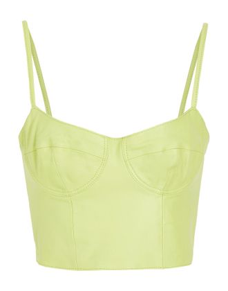 8 by YOOX LEATHER BODYCON CROP TOP