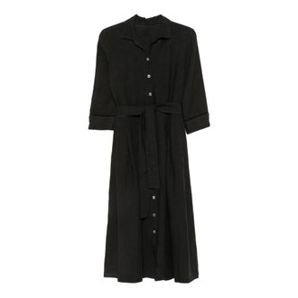 120% Lino 120% Lino Kleider - - Dresses - Damen - Schwarzk - XL