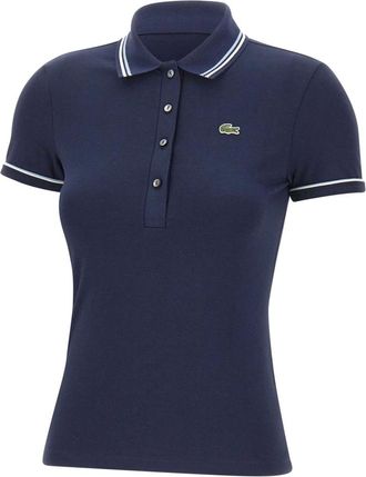 Lacoste Femme, Tops, Bleu, Taille: 40 FR Polo Manches Courtes Col C&ocirc;tel&eacute;