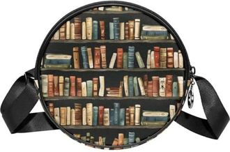 Generic Sac &agrave; bandouli&egrave;re rond pour femme, sac &agrave; bandouli&egrave;re r&eacute;tro avec fermeture &eacute;clair, bretelles r&eacute;glables, sac &agrave; main rond d&eacute;contract&eacute; pour femmes et fill